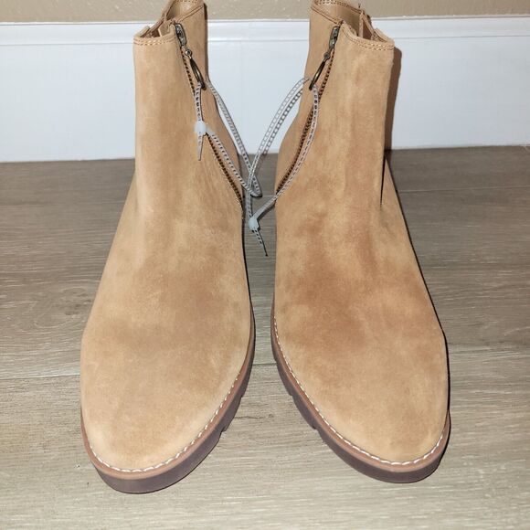 Vionic | Shoes | Vionic Boots 85 Hazal Cognac Suede Wedge Bootie Lug ...